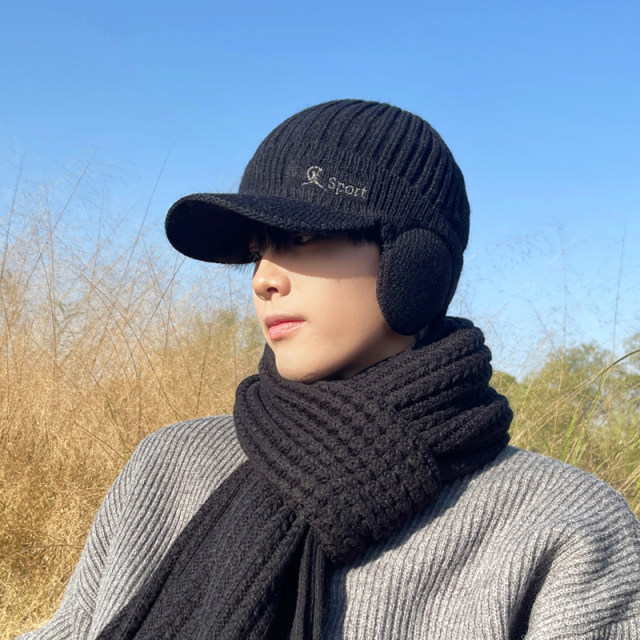 Hat men's winter ear protection hat warm woolen hat knitted hat men's ...