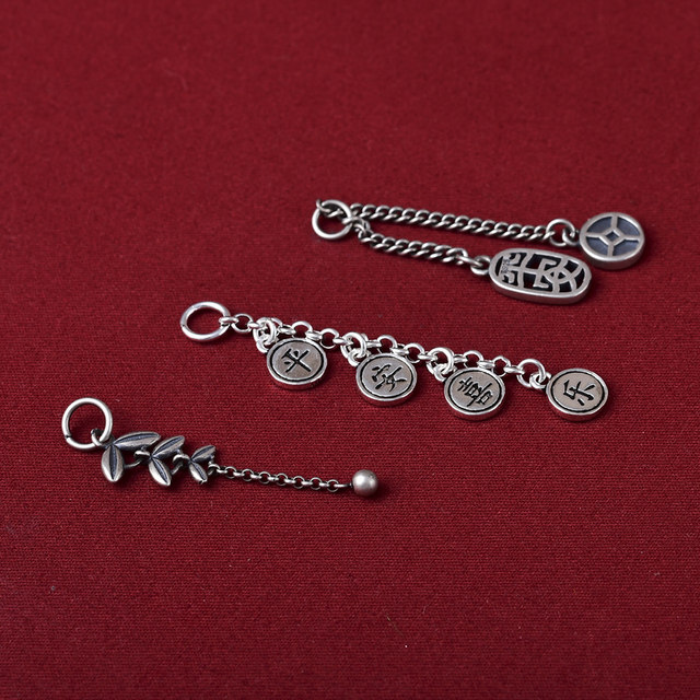 Zhen Anshun S999 Pure Silver 925 Silver Tassel Chain DIY Jewelry Tail Chain Button Head ...