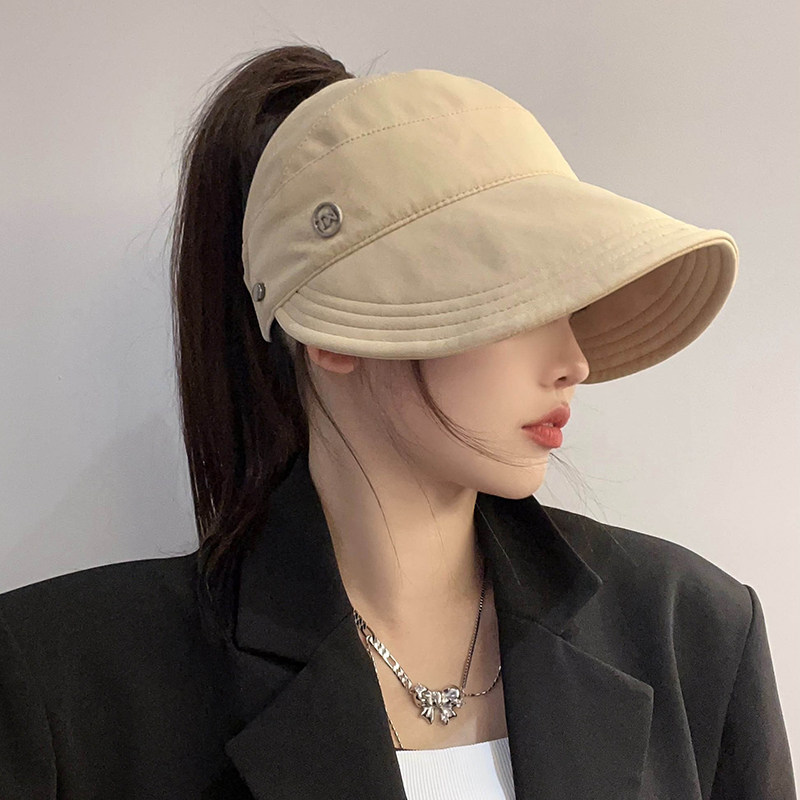 Empty top hat for women 2024 new style ponytail peaked hat sun ...