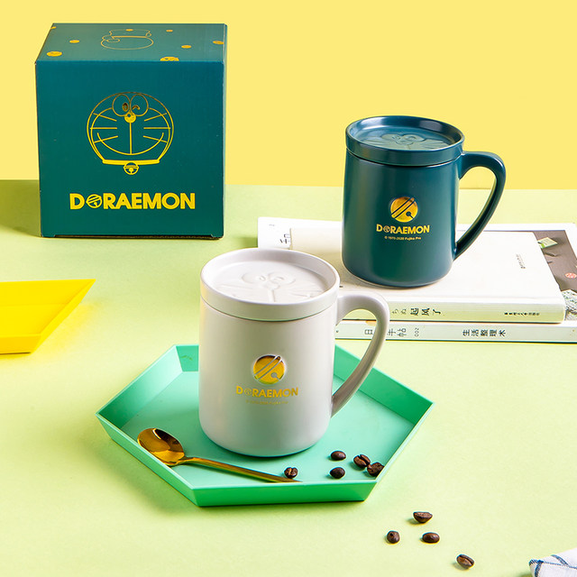 Doraemon Mug with Lid Blue Fat Drinking Cup Doraemon Ceramic ...