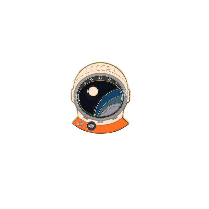 Gagarin's Helmet Soviet CCCP Badge - Vintage Alloy Pin
