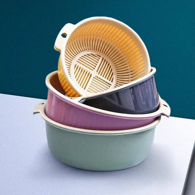 Double-layered dishwashing basin plastic drain basket leaking basin ...