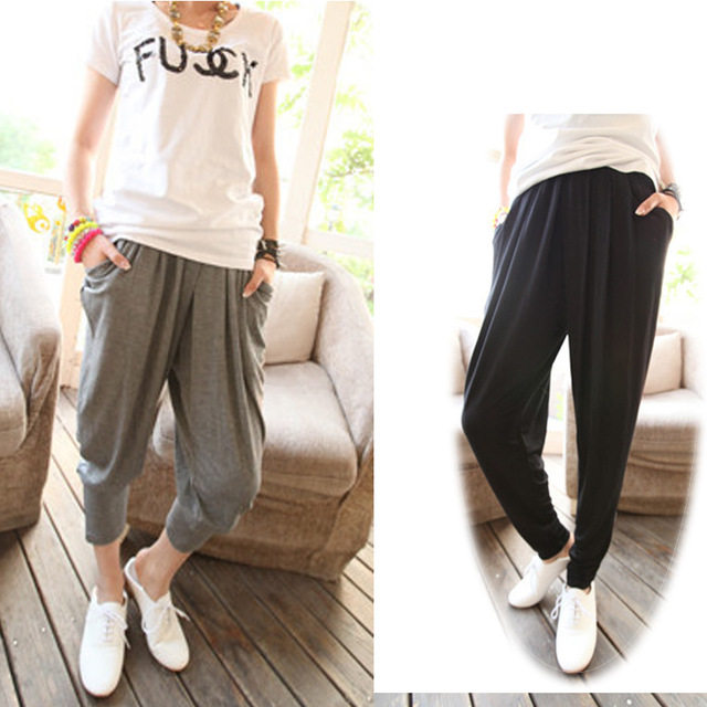 Summer Korean version home casual cropped pants women look thin loose ...