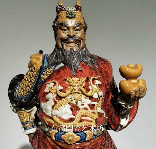 Shiwan Doll Ceramic Wealth God Zhao Gongming Handmade Creative Ornament ...