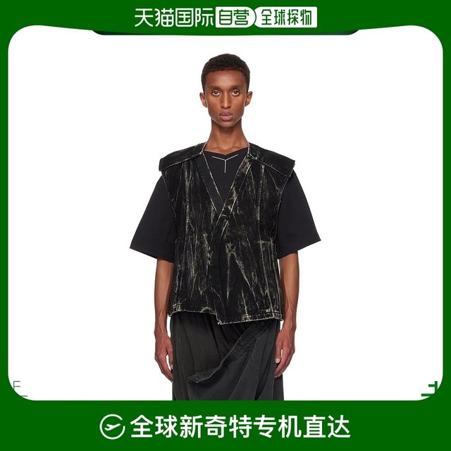 Y Project Black Vertical Beard Velcro Denim Vest Men's Vest 24