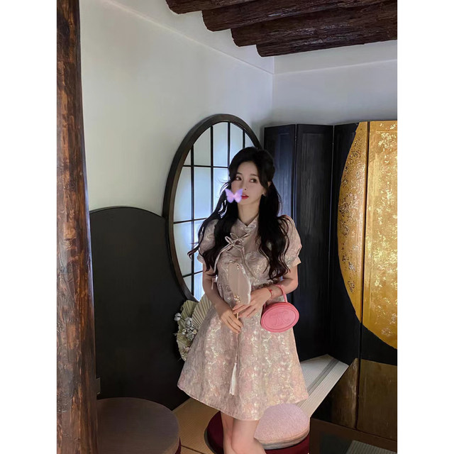 Xu Lin mini strappy jacquard dress fashionable 2024 new female niche ...