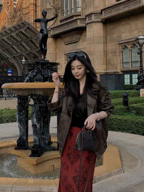 MINI STUDIO Xu Lin texture twilight old vtg bubble leather rub color retro leather motorcycle ...