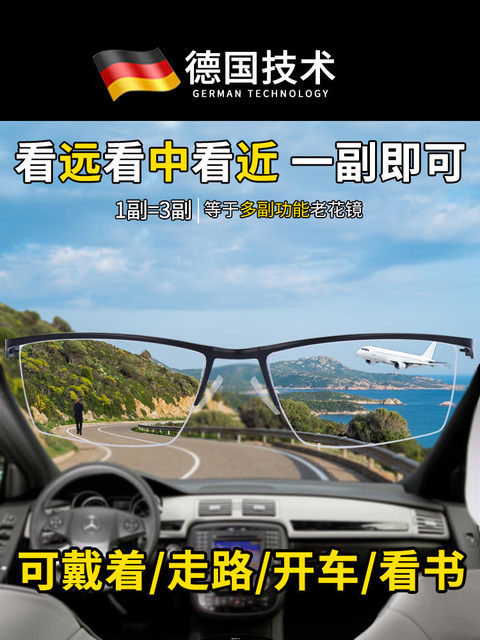 German reading glasses men's high-definition smart zoom and color ...