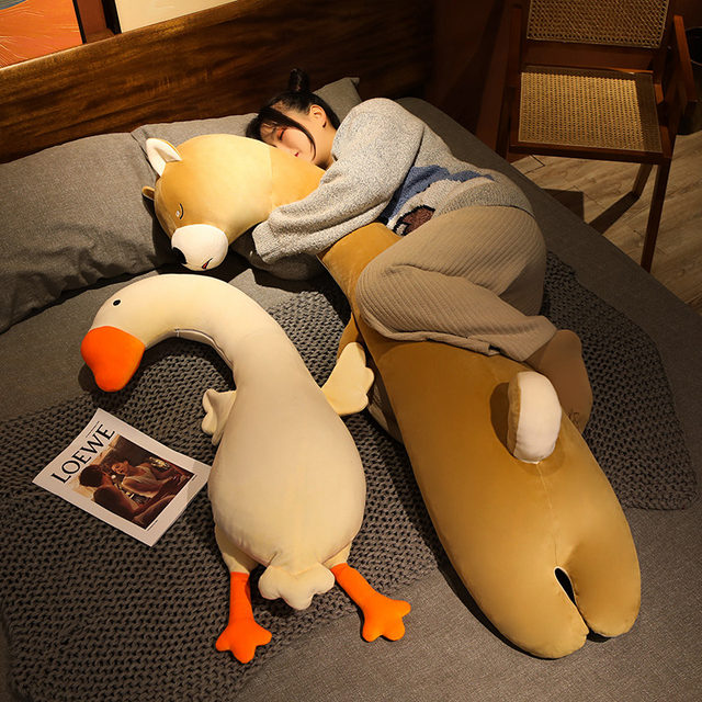 Cute Big White Goose Pillow Dinosaur Plush Toy Girls Sleeping Leg Pillow Boys Super Soft Bed