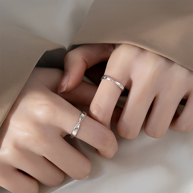 999 sterling silver Mobius ring couple ring light luxury ring female liberal circle opening ring ...