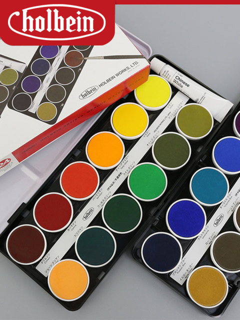 Holbein Holbein opaque cake disk red box HB12 color 24 -color discs ...