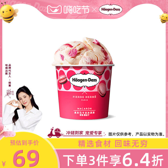 Haagen-Dazs Ice Cream Pint Strawberry Raspberry Haute Couture Macaron ...