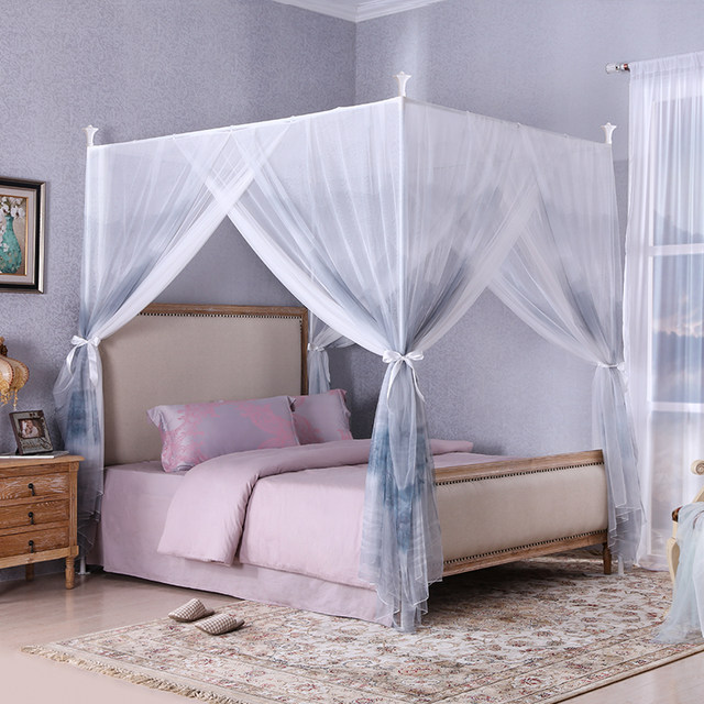 Natural wind new mosquito net gray printed mosquito net encryption ...