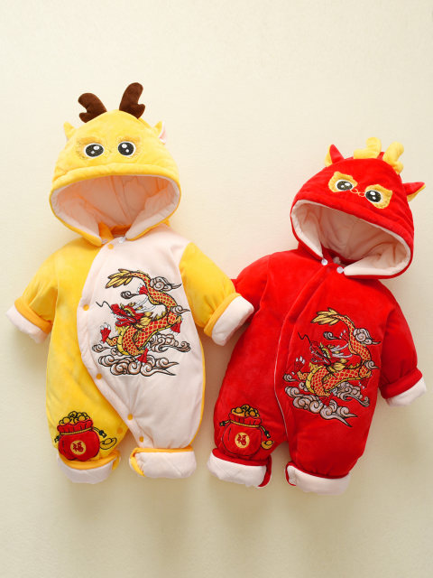 Newborn baby clothes in autumn and winter warm conjoined clothes baby ...