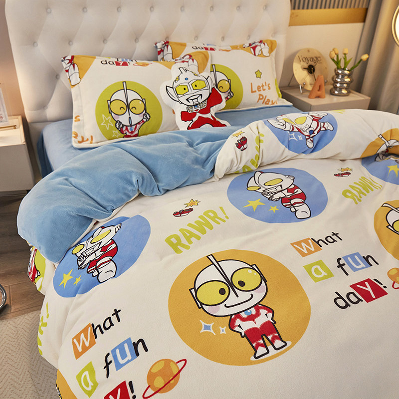 Ultraman children's milk velvet four-piece set for boys winter ...