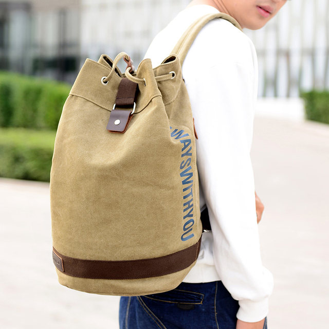 Canvas Bucket Backpack Men's Bag Outdoor Sports and Leisure Large ...