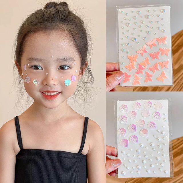 Children's face stickers little girl concert face stickers pearl veneer ...