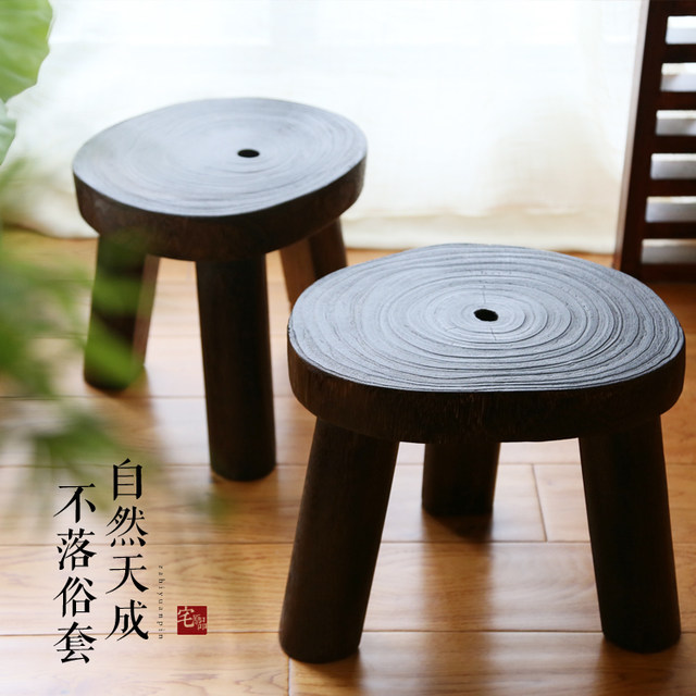 Japanese -style solid wood circular stool Children's dwarf stools, shoe ...