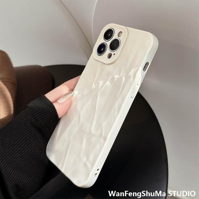 ins simple solid color pleated wrinkles suitable for 15ProMax Apple ...