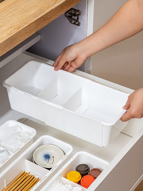 Retractable storage box partition kitchen drawer built-in tableware ...