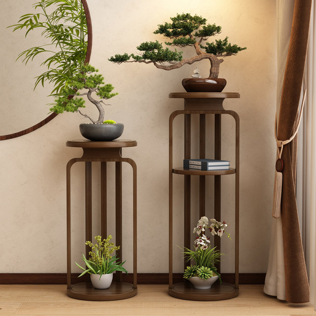 Chinese solid wood flower rack living room vase rack floor-standing ...