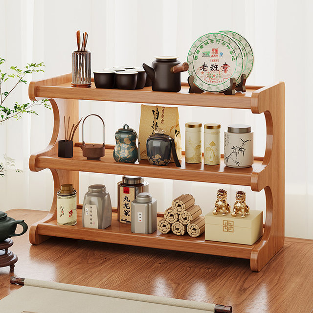 Desktop Bogu rack solid wood Chinese tea set tea cup tea rack storage ...