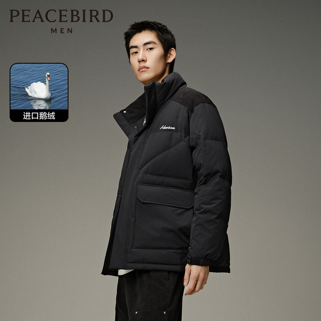 Taiping Bird Men's Winter Embroidered down jacket goose puffy jacket ...