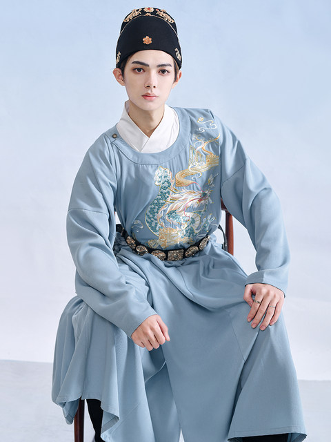 Green Dragon Round Collar Robe丨Ru Meng Nishang Original Tang Dynasty ...