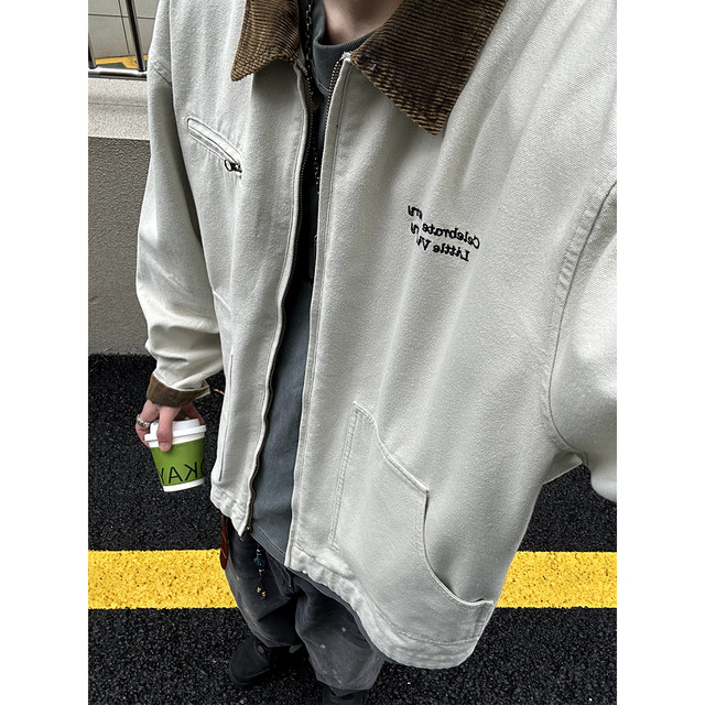 Retro Washed Detroit Work Jacket Cahart J97 Lapel American Work Canvas ...