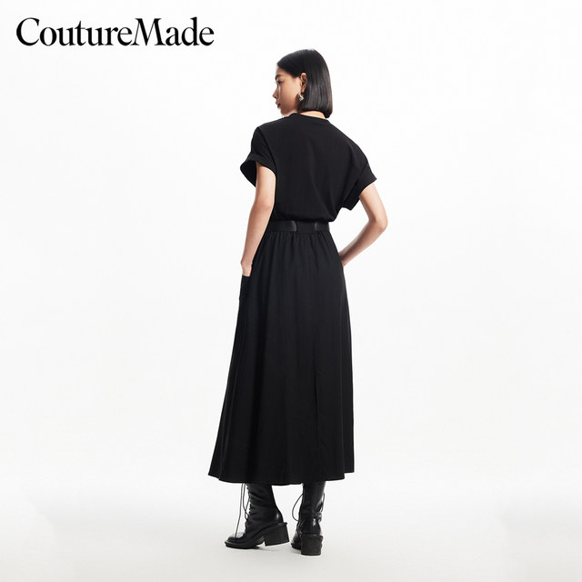 VeroModa dress 2024 early autumn new fashion simple belt slimming solid color commuter long ...