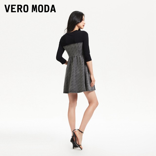 A a Veromoda dress 2024 autumn and winter casual comfort fake two pieces of seven -point sleeve ...