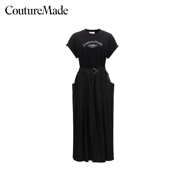 VeroModa dress 2024 early autumn new fashion simple belt slimming solid color commuter long ...