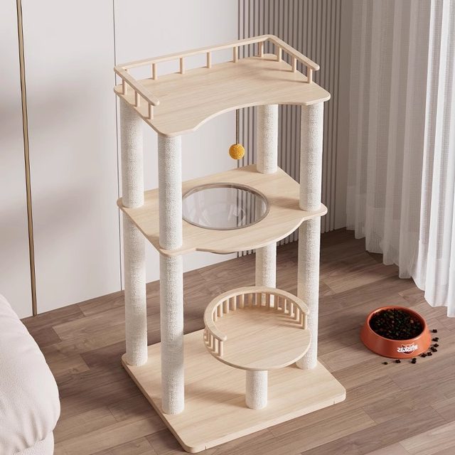 Solid wood cat climbing frame home space capsule cat nest cat tree ...