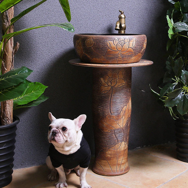 Porcelain Master Ceramic Column Wash Basin - Outdoor Garden Courtyard Sink