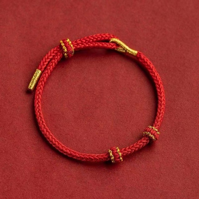Red bracelet semi-finished product can be worn with beads gold diy ...