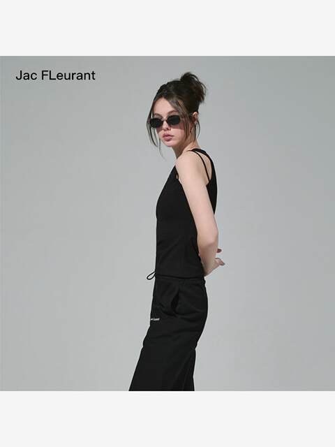 JAC FLEURANT design black printed LOGO asymmetric single shoulder strap ...