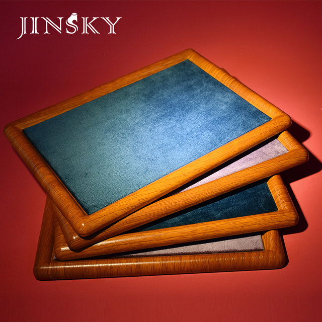 Jinsky velvet jewelry tray jewelry display tray solid wood grain ring ...