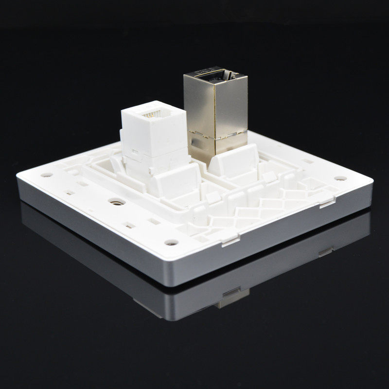 Sawl Cat6 Gigabit Internet Phone Socket - Silver - Type 86 Panel