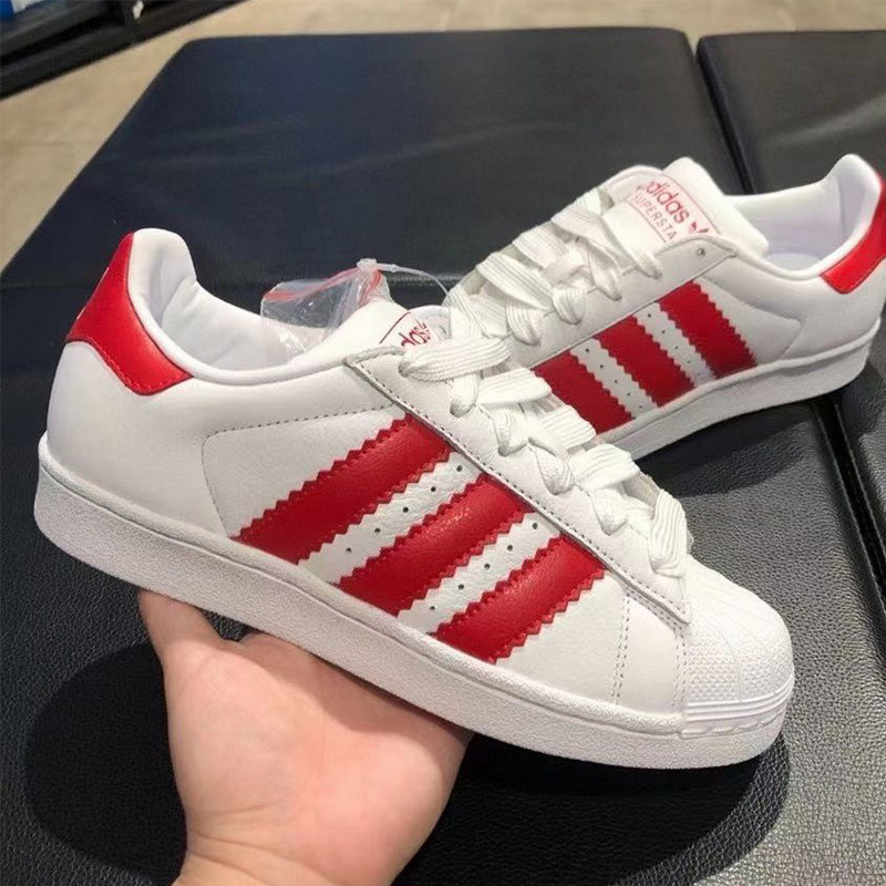 adidas clover men's shoes Superstar classic retro white and red shell ...