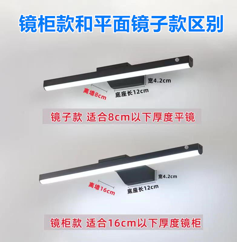 Human Body Induction Mirror Headlight with Switch Fill Light for Makeup