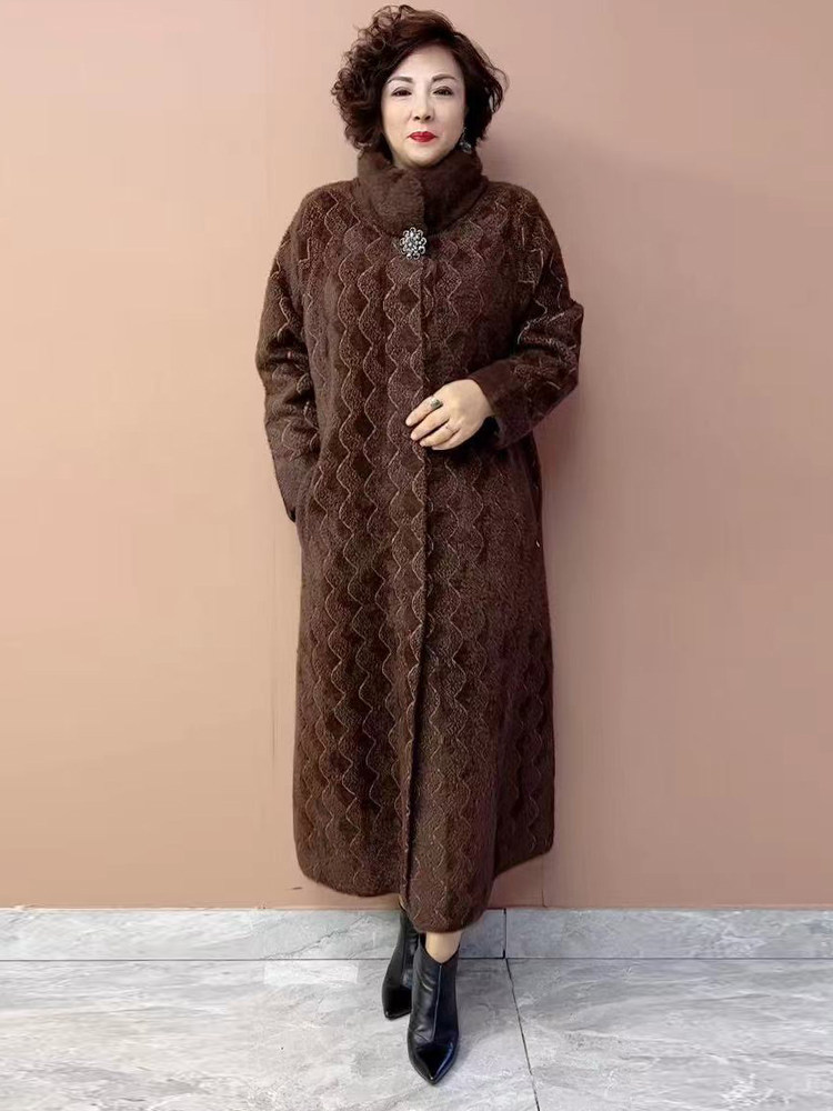 Mrs. Kuo's winter mink velvet coat autumn and winter for middle-aged and elderly mothers large ...