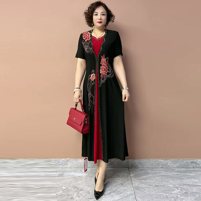 The same summer mothers dress fashion inlaid dresses, long temperament ...