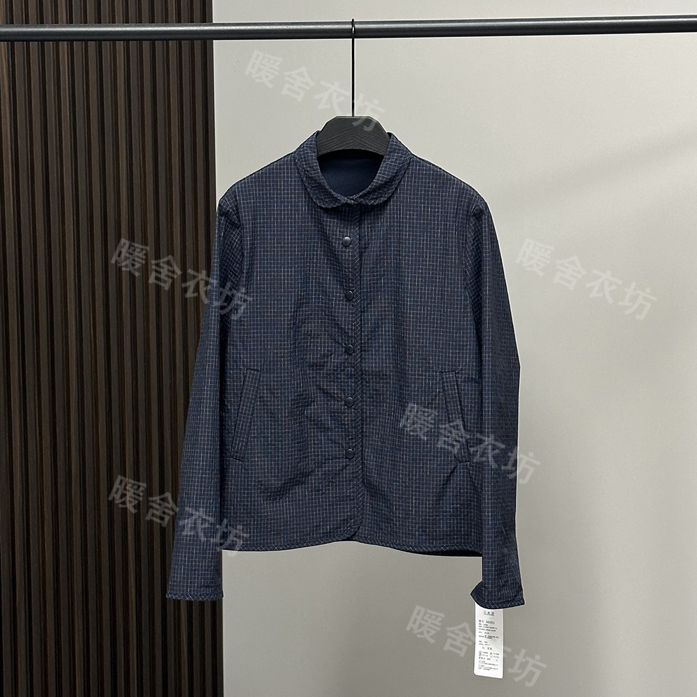 Feima Dian 241631 plaid top short coat women's shirt lapel autumn cotton long sleeve outer wear ...