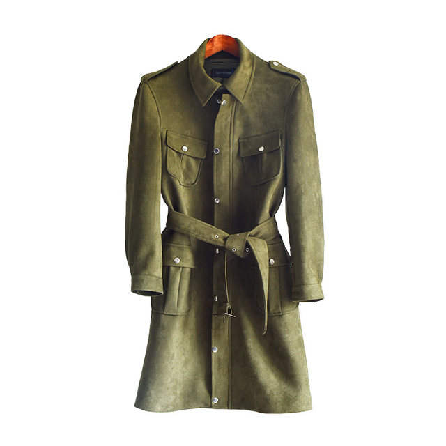 Private customization Men's military green suede windbreaker, can be ...