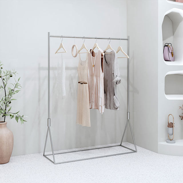 Stainless Steel Clothing Rack Brushed Silver Display Rack Men's and ...