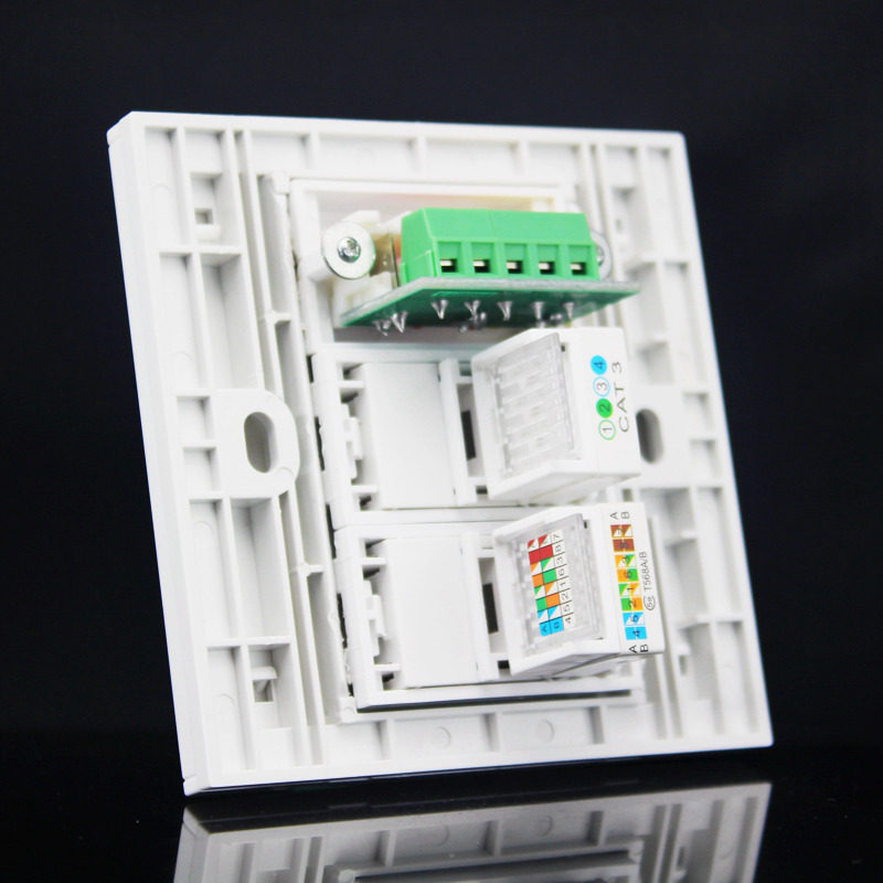 Type 86 Internet Phone Audio Socket Panel RJ45 Network + Telephone ...