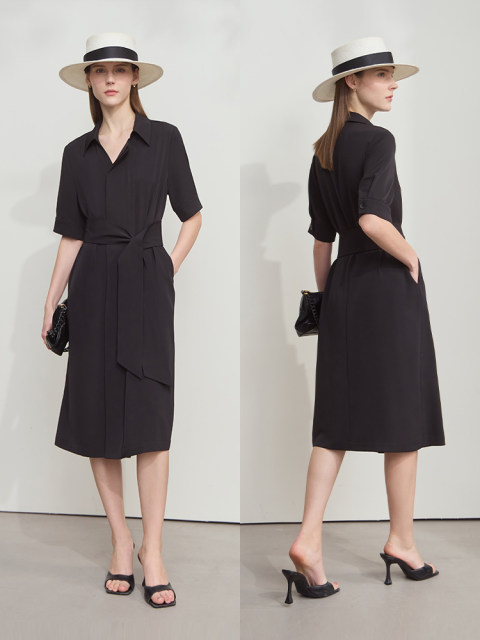 Amii2025 summer new commuter style intellectual shirt dress with belt ...