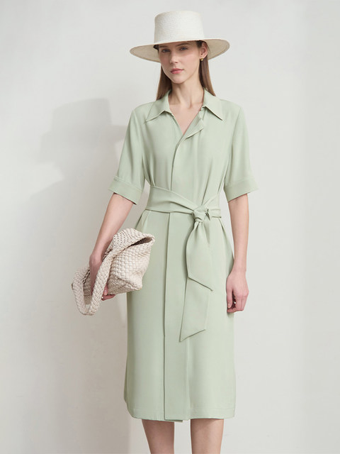 Amii2025 summer new commuter style intellectual shirt dress with belt ...