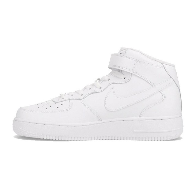 NIKE AIR FORCE 1 MID AF1 pure white Air Force One men's mid-top casual ...