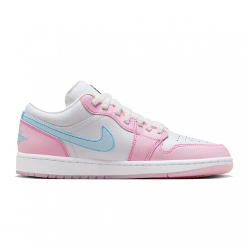 Nike Women's Air Jordan 1 AJ1 White Pink Blue Cat Claw Ice Cream Low ...
